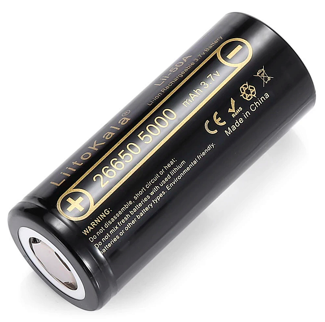 Аккумулятор 26650 Li-Ion LiitoKala Lii-50A, 3.7V, 5000 mA/h (1 шт) в ...